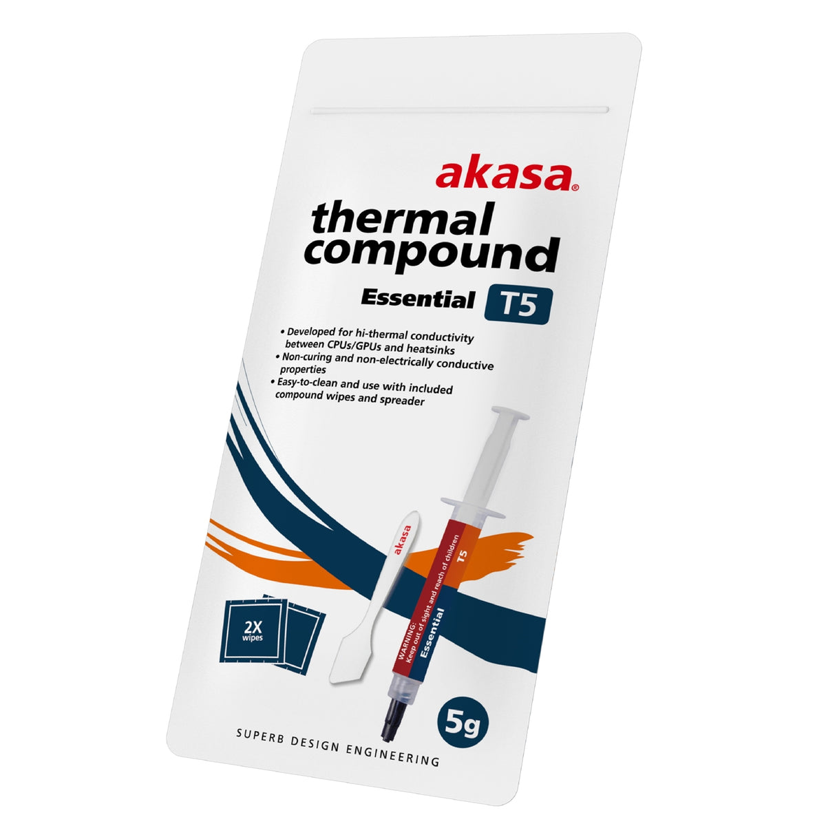 AKASA AK-T505-5G T5 Essential Thermal Compound Syringe, 5g, Grey, Low ...