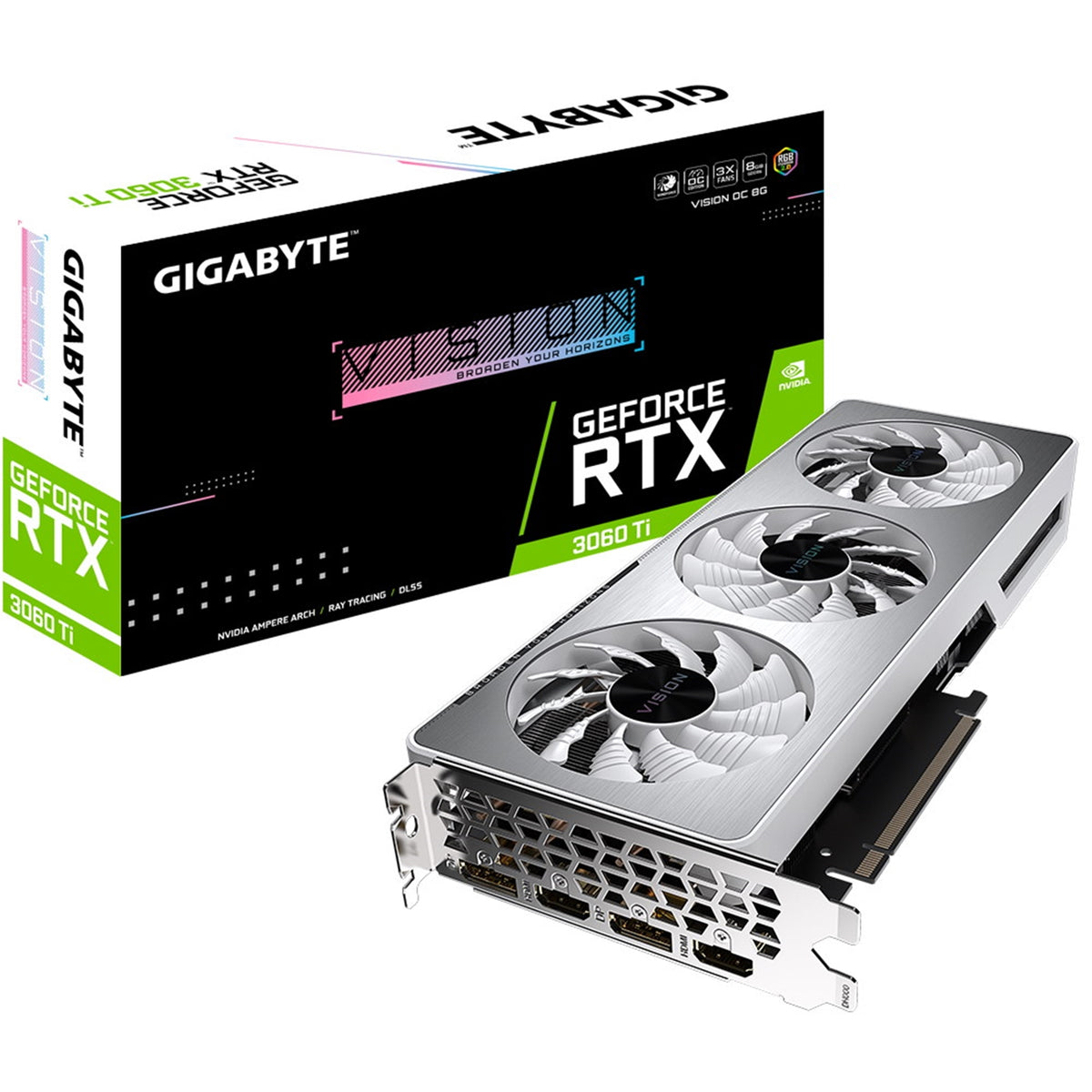 Gigabyte Nvidia GeForce RTX 3060 Ti VISION OC 8GB LHR Triple Fan RGB G ...
